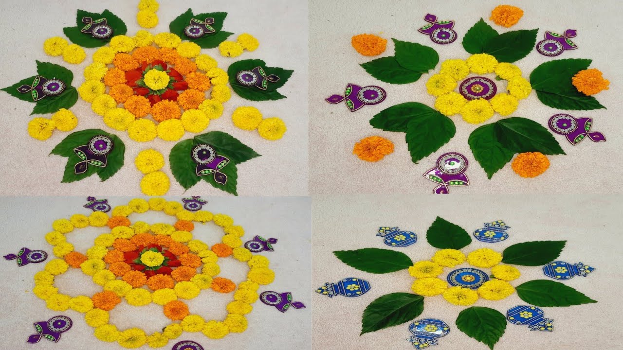 Esay flower ragoli..flower ragoli.. Flower design..simple flower ragoli ...