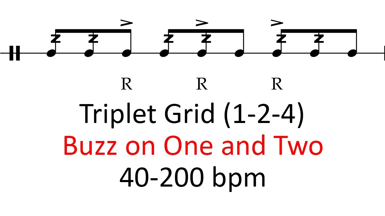 Buzz on one and two (1-2-4 accents) | 40-200 bpm play-along triplet ...