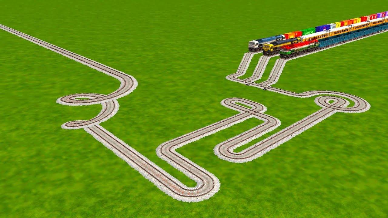🐍SNAKE TRAINS CROSSING ON BUMPY ROUND CIRCLE RAILROAD TRACKS RISKY ...