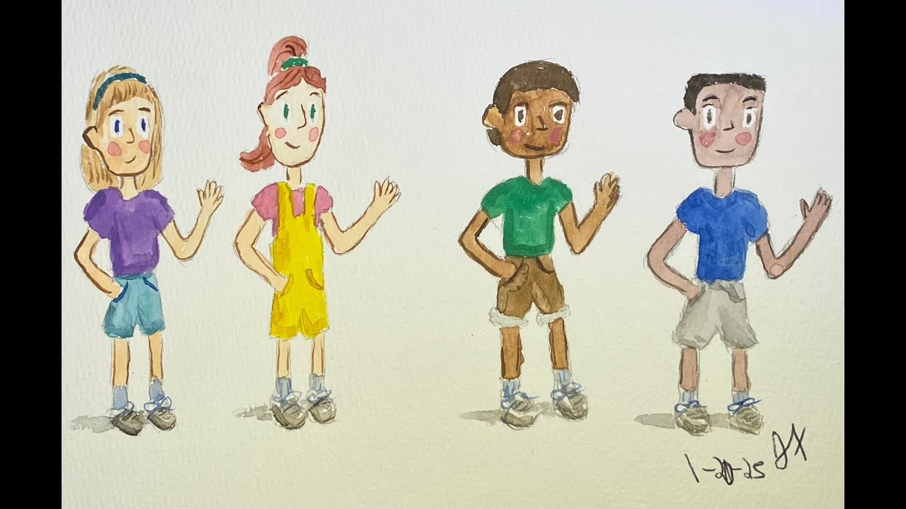 Practicing illustrations in watercolor part two - YouTube