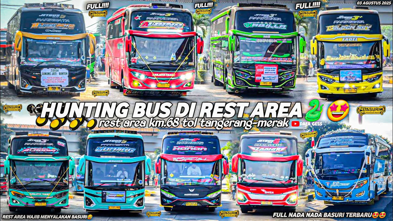 FULL BUS TELOLET BASURI🤩hunting bus di rest area km.68‼️area wajib ...