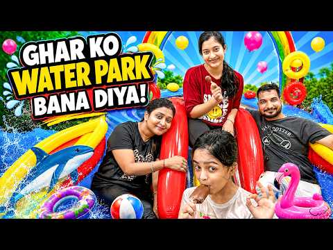 😱 GHAR MEIN WATERPARK BANA DIYA! 💦🎢 | Drawing Room Mein Water Ride 🤯 | Cute Sisters