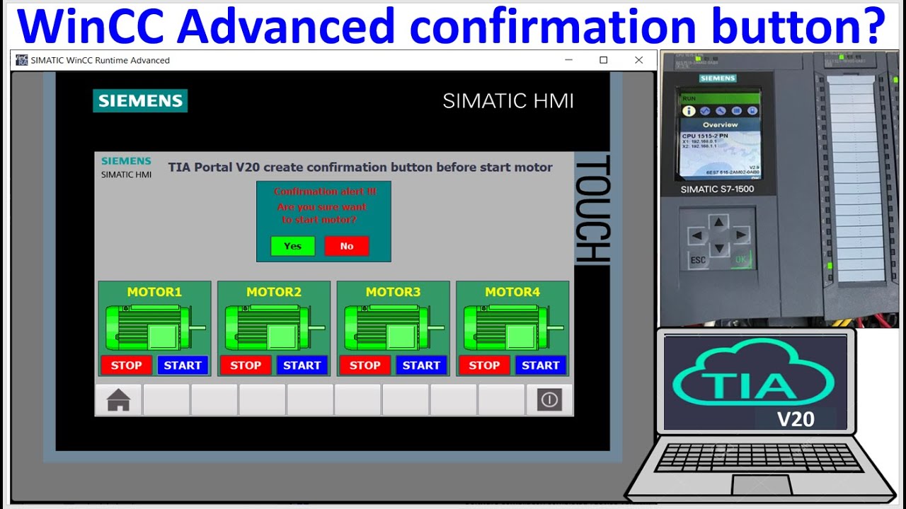 WinCC Advanced confirmation message before start motor - YouTube