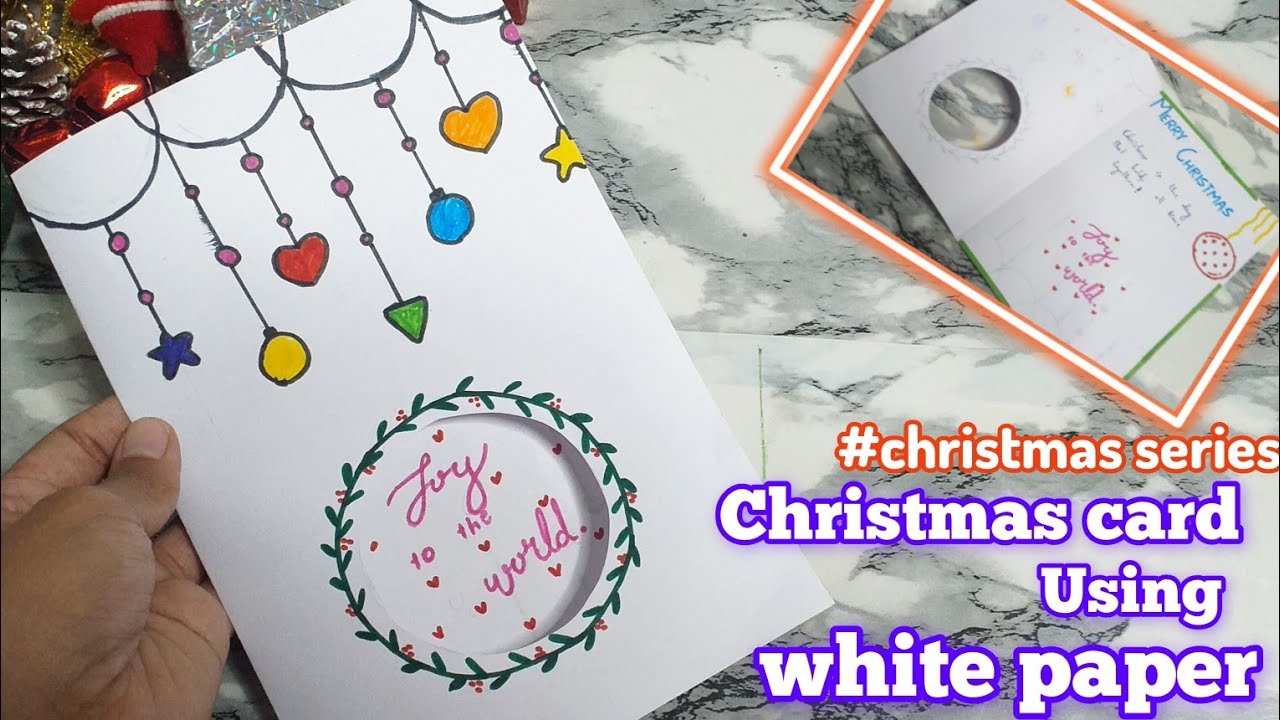Easy & beautiful white paper Christmas card making /DIY Christmas card ...