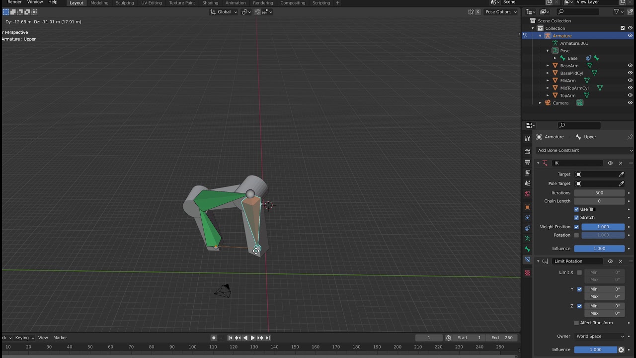 Robot Arm Bone Constraint with IK - YouTube