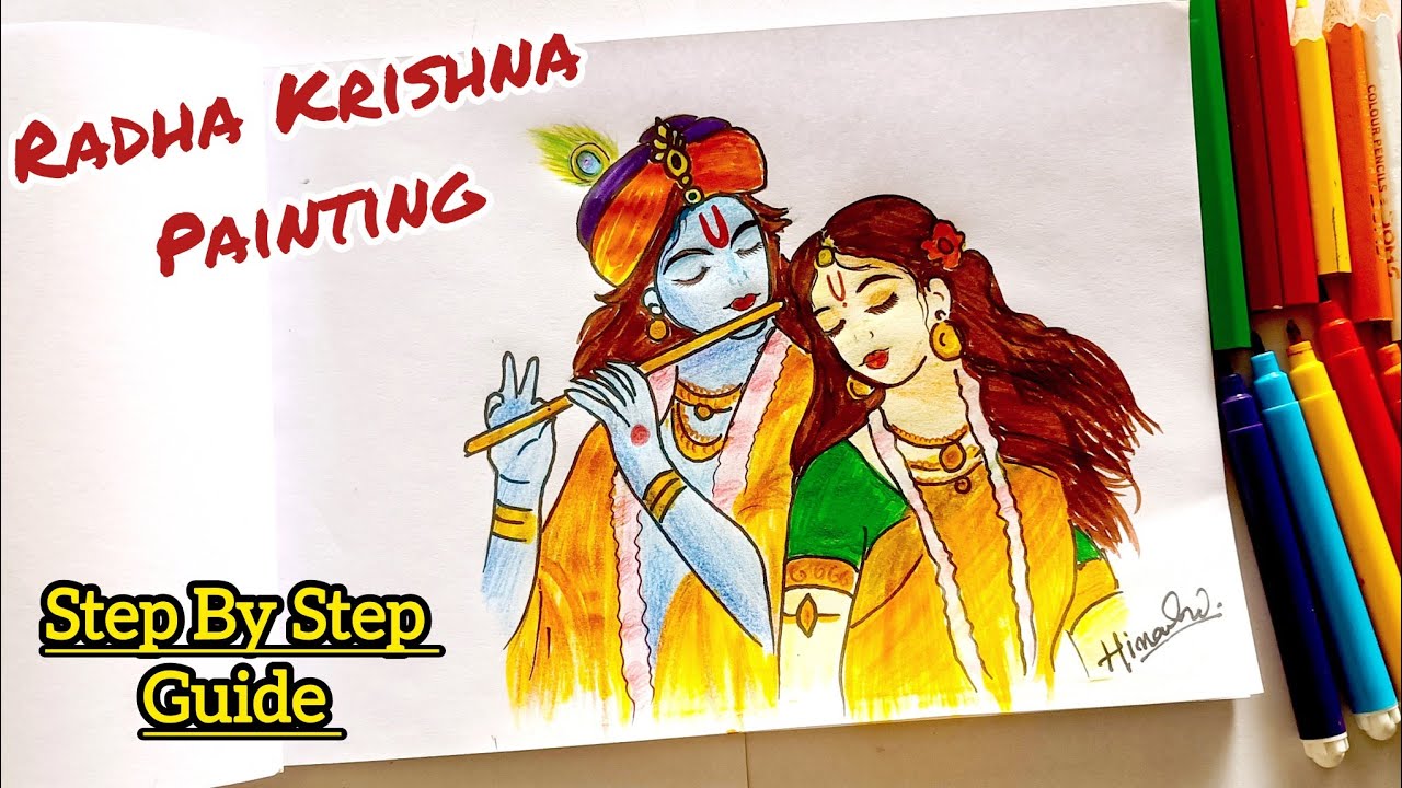 How to draw Radha Krishna Painting | Step By Step Radha Krishna ...