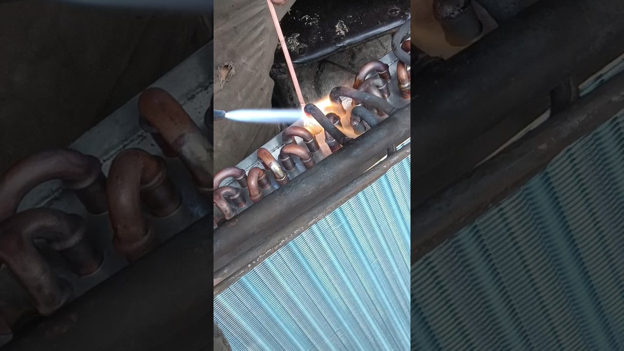 coil header change gas welding #windowac #coolingcoil #change #header # ...