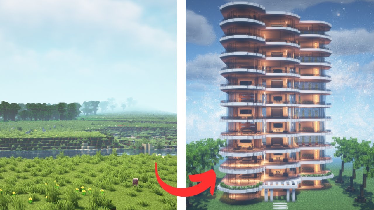 Minecraft tutorial: How to build a modern hotel in Minecraft #15 - YouTube