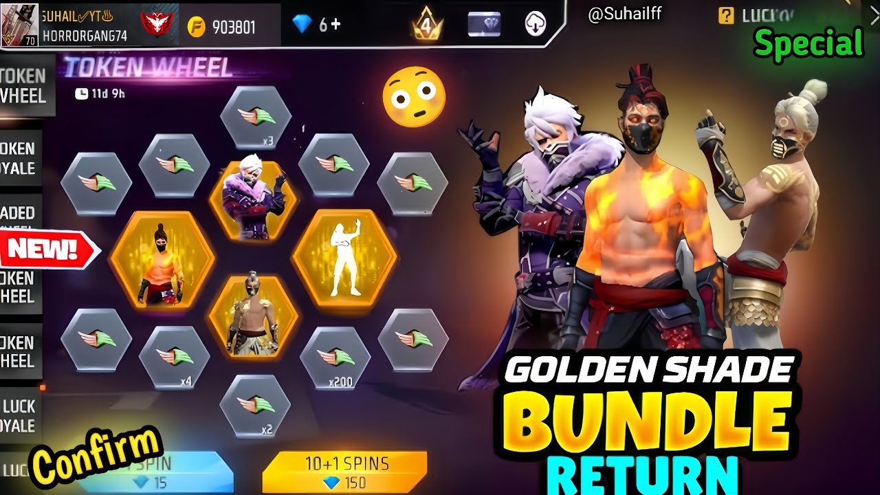Golden Shade Bundle Return 😳🔥 | LoL Emote Return Date | free fire new ...