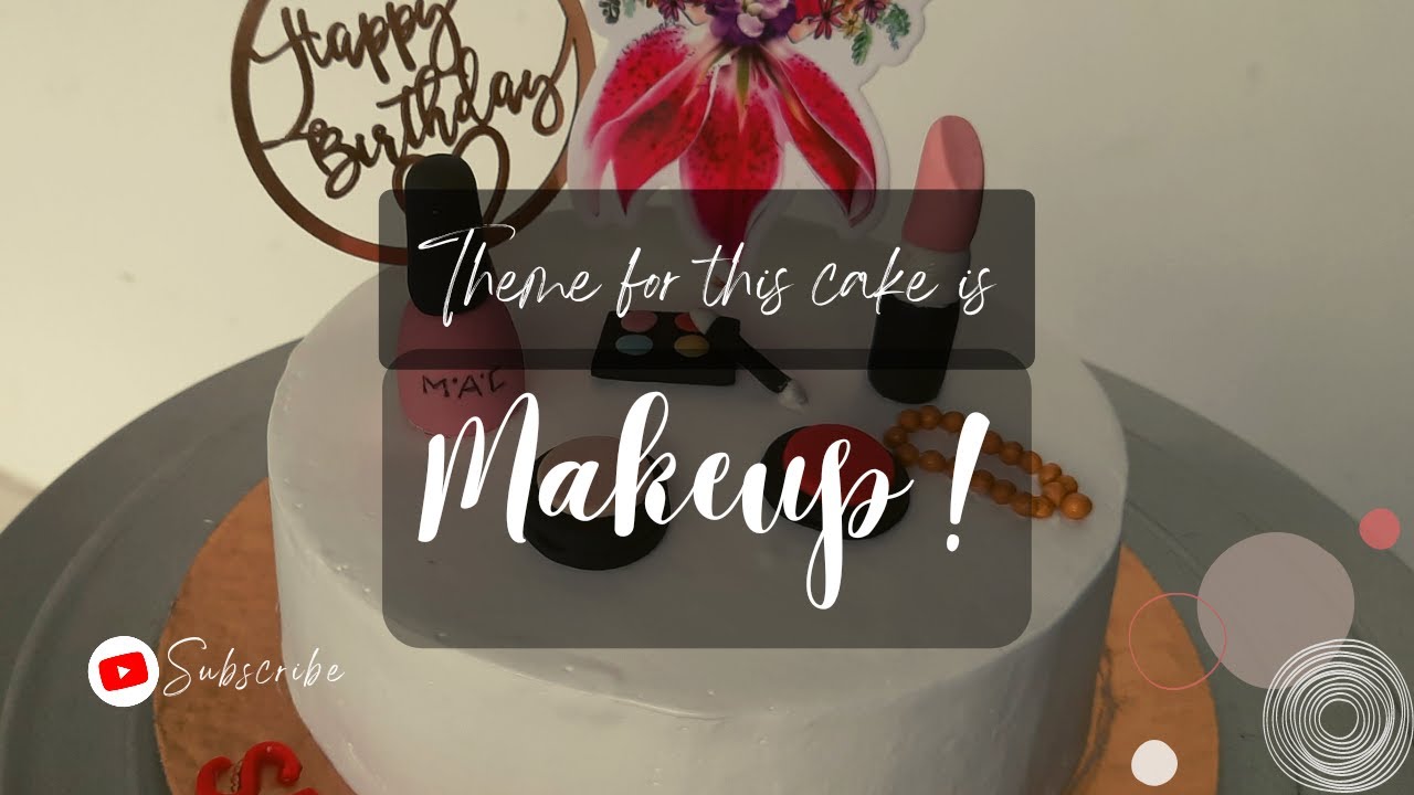 Makeup themed cake tutorial | Makeup design cake | Easy cake design ...