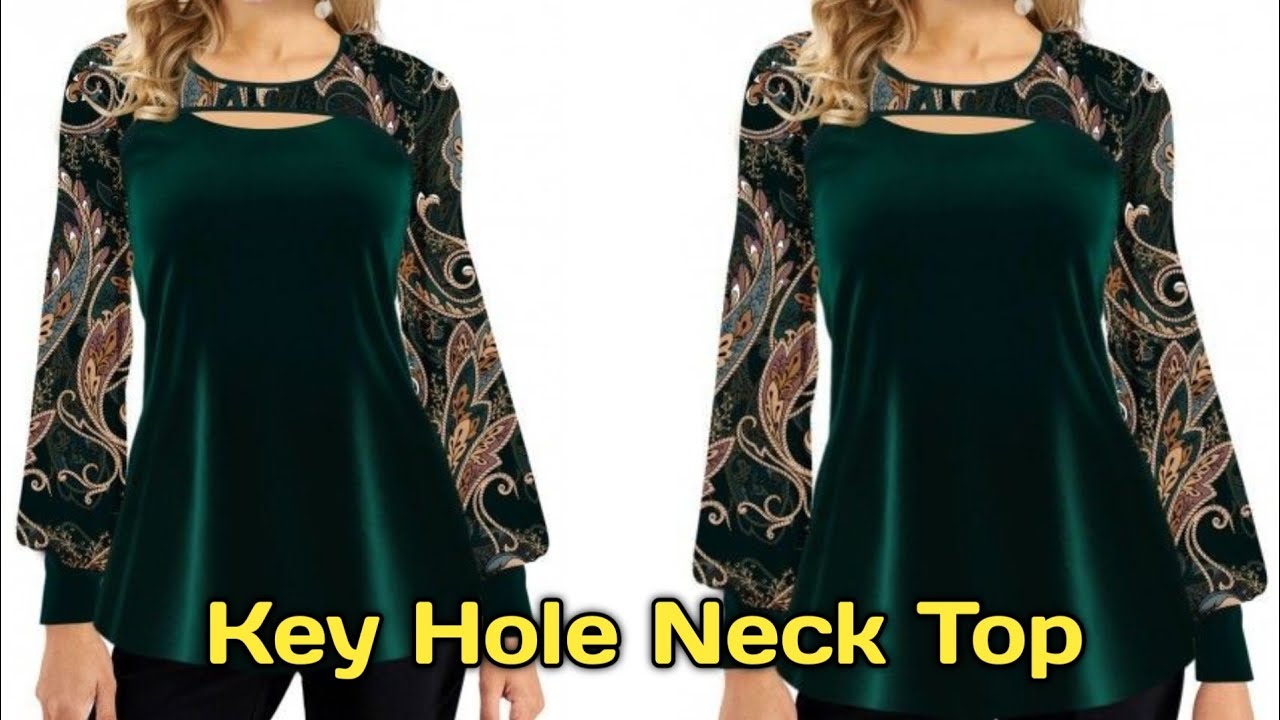 diy key whole neck design top cutting and stitching / very easy method ...