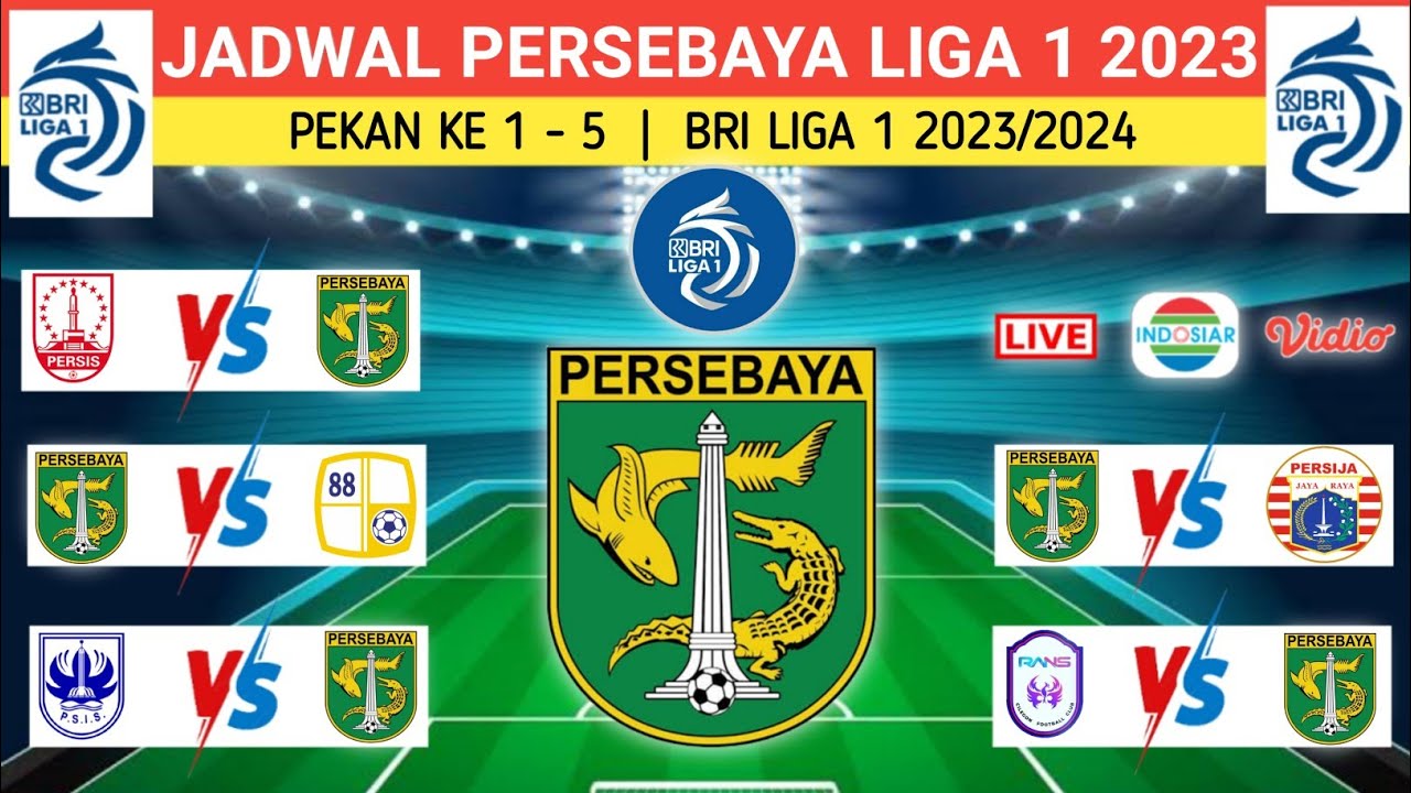 Jadwal Persebaya Liga 1 2023 Pekan ke 1-5 - Persis vs Persebaya - BRI ...