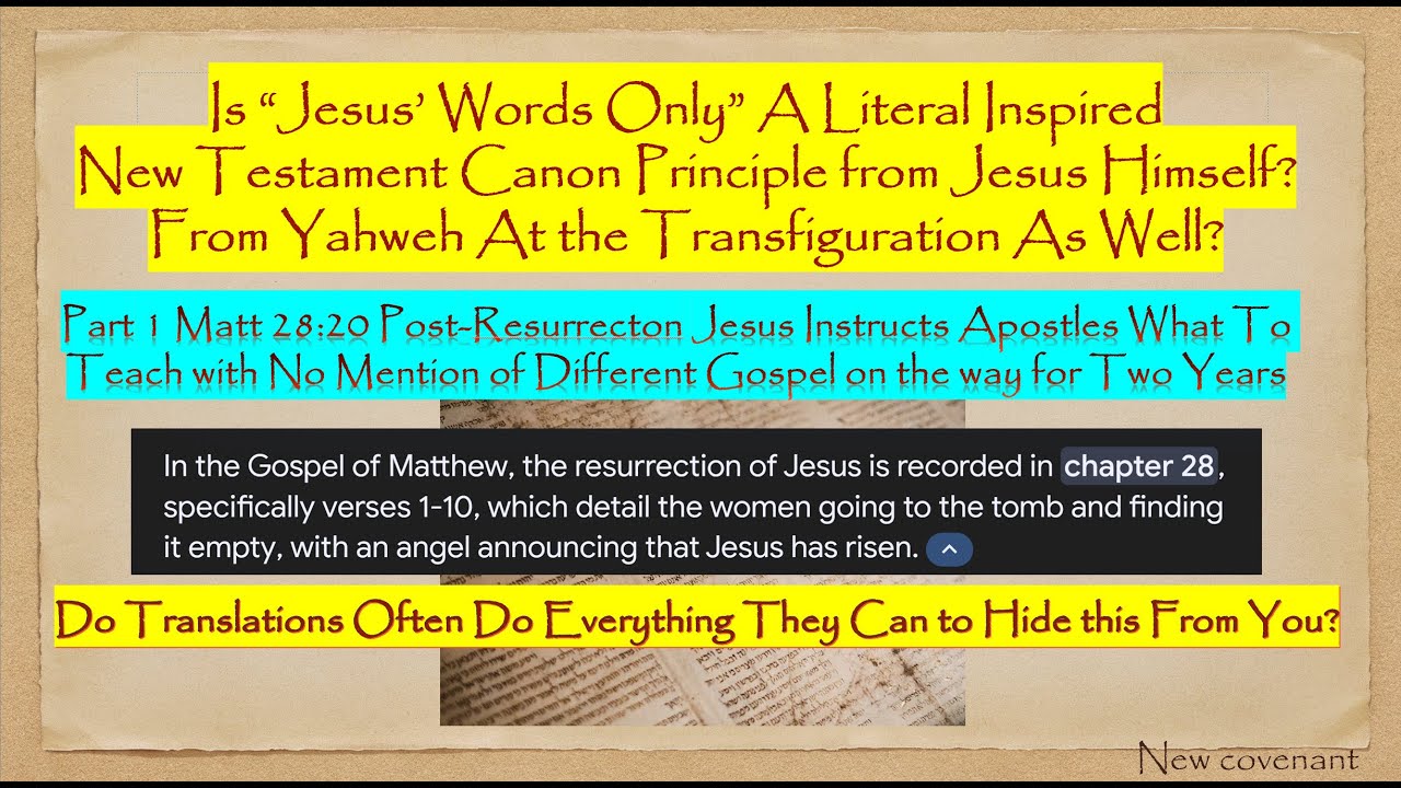 Is Jesus' Words Only Principle a Literal Inspired Canon Principle from ...