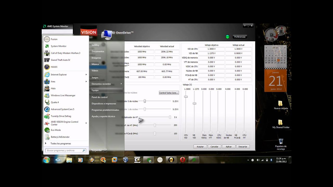 Tutorial AMD Overdrive haciendo overclocking a un APU de 2.1Ghz hasta 4 ...