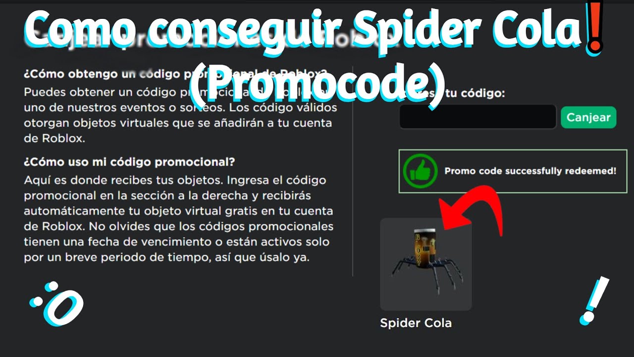 Como conseguir Spider Cola 🥤 (Promocode) en ROBLOX - YouTube