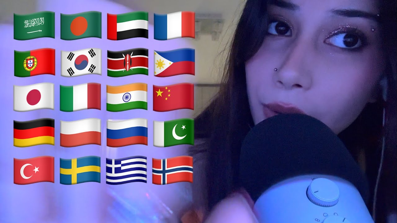 ASMR trigger words in 20 languages (hand sounds, up-close whispers) - YouTube