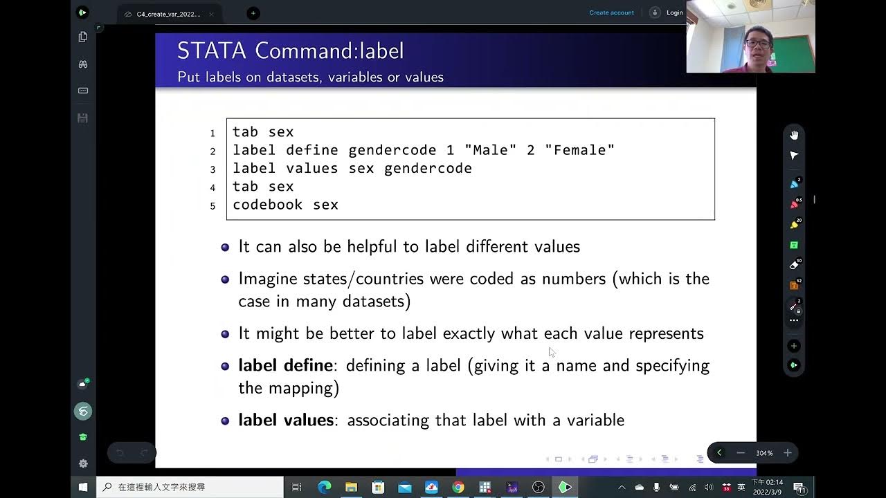 STATA Class 3-4: label - YouTube