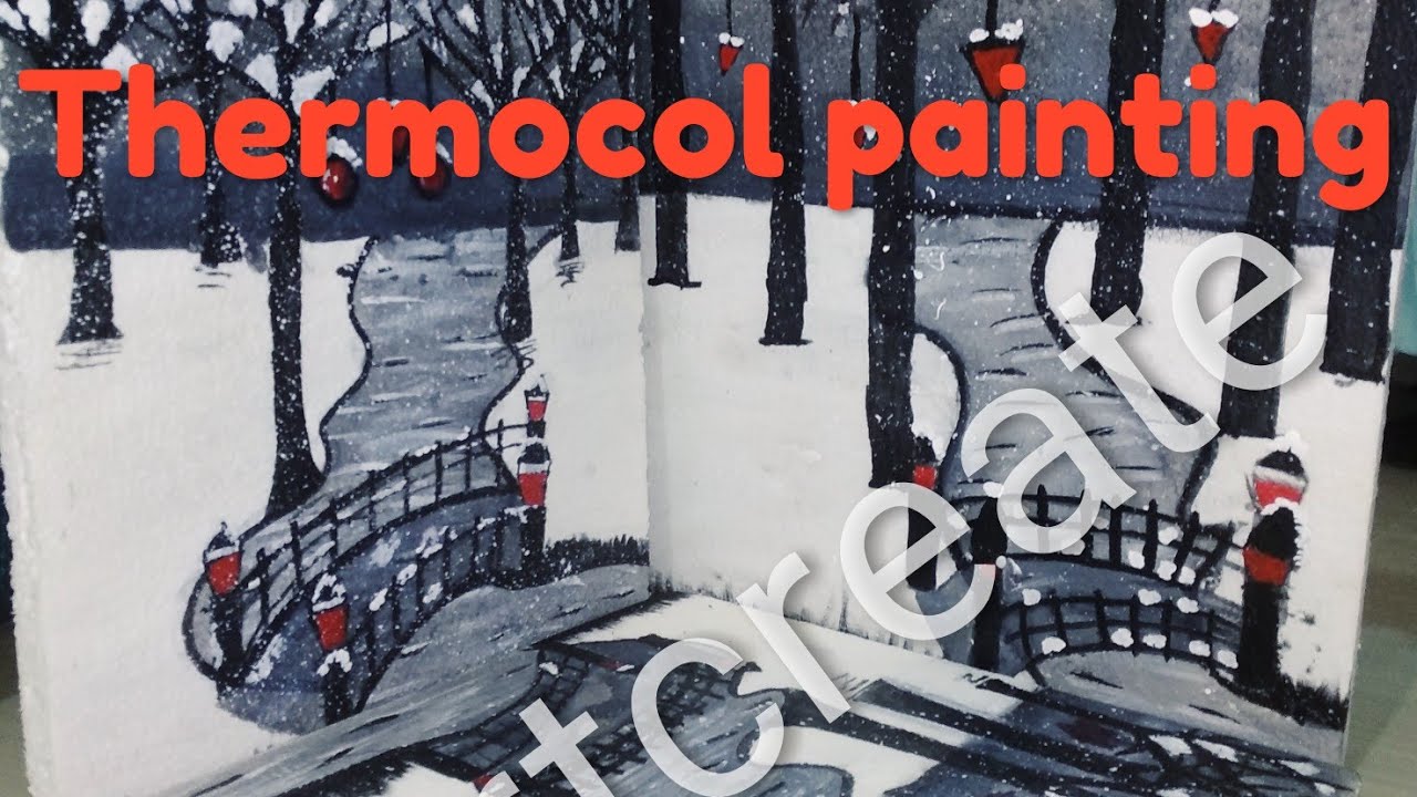 Thermocol art painting creation. winter Christmas 🎄⛄by kids- kids btw 8 ...
