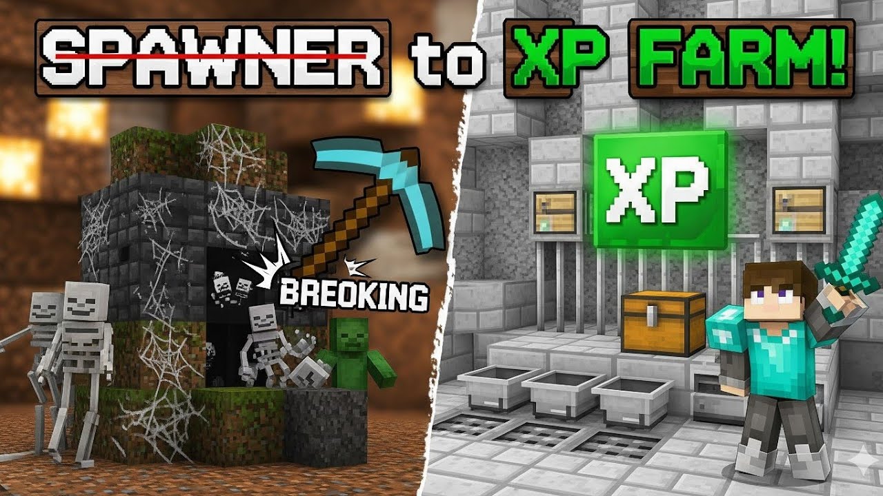 "INSANE XP FARM in Minecraft! 😱 Using MOB SPAWNER for UNLIMITED Levels ...