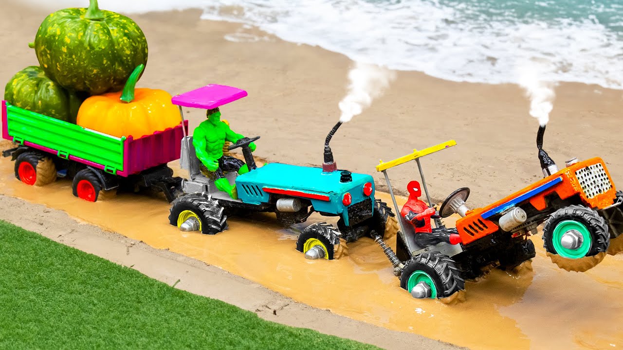 DIY TRACTOR is stuck in the mud with trolley / Dangerous tractors ...