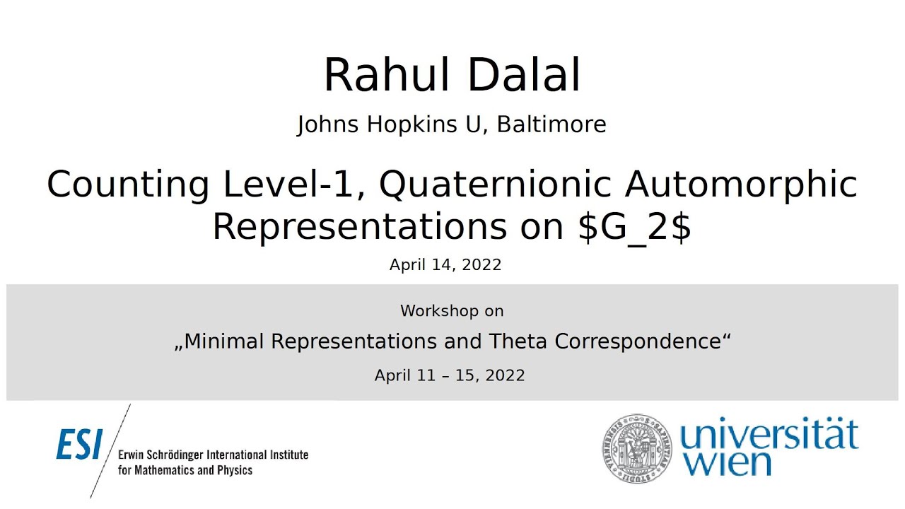 Rahul Dalal - Counting Level-1, Quaternionic Automorphic ...