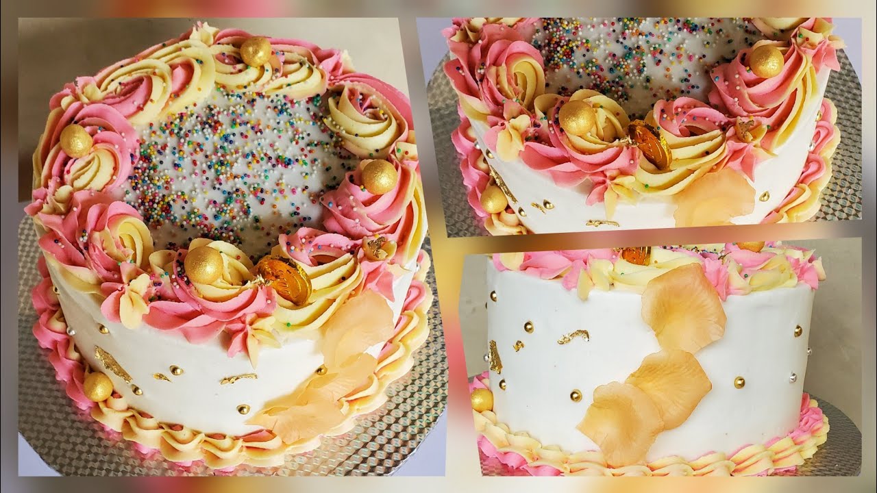 Cake Designs | Simple Butter Icing Cake Design - YouTube