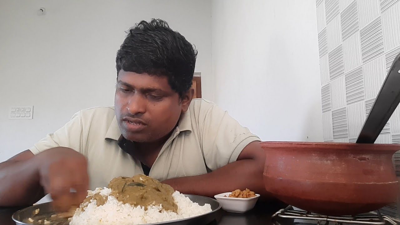Eating healthy Curry leaves gravy,raw mango pickle | Eating show in ...