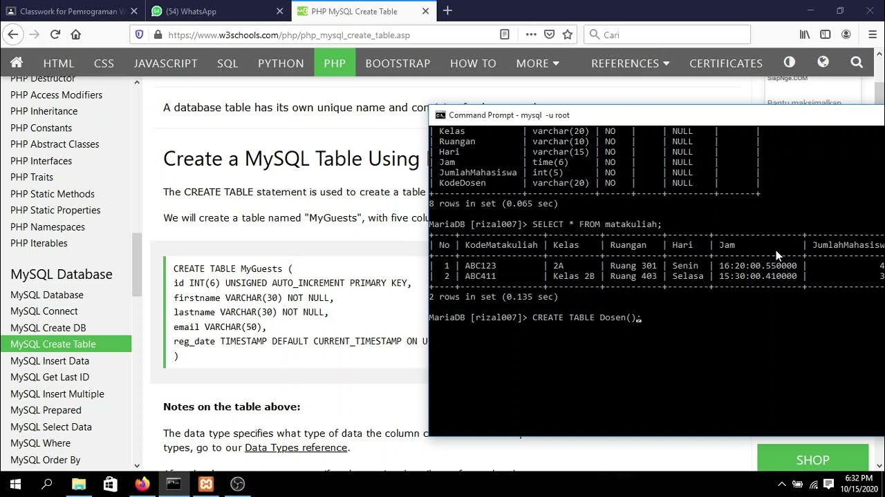 MySQL Episode 1B: Create Table, Insert, Primary Key - YouTube