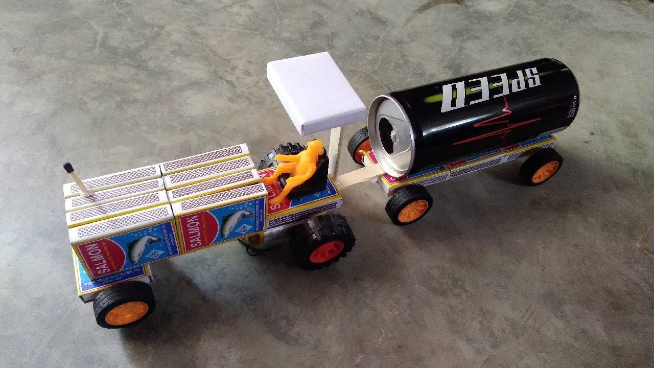 How to Make Matchbox Water Tank Tractor 🚜 Trolley - DIY Tractor Science ...