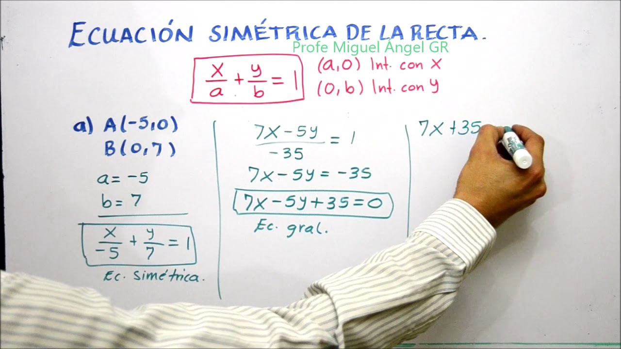 B2.18 Forma simétrica de la recta. Explicación de la fórmula y ejemplos ...