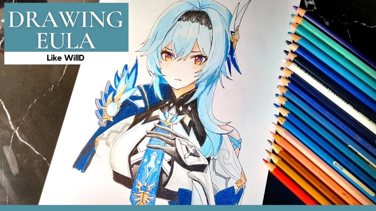 Learning color pencil to draw Eula | Genshin Impact (Copying Art) - YouTube