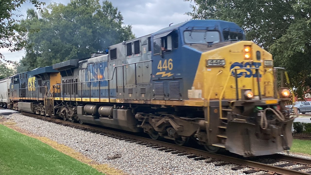 CSX 446 in YN2 paint leads short CSX M582. 9-17-2024 - YouTube