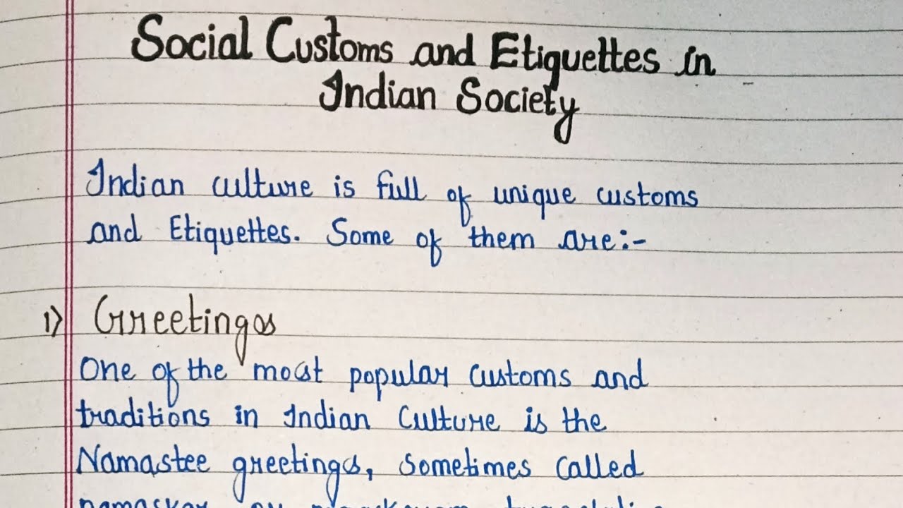 social customs and etiquettes in Indian society || social customs and ...