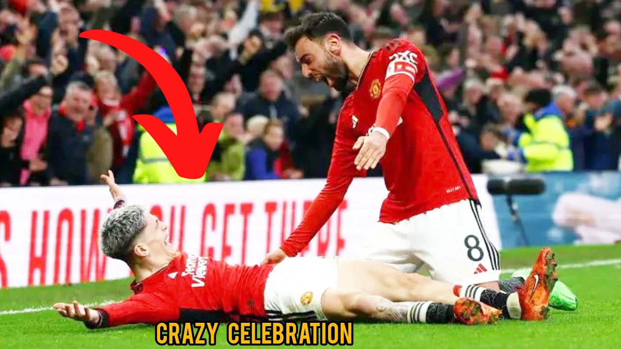 Alejandro garnacho crazy celebration after winning against Liverpool in ...