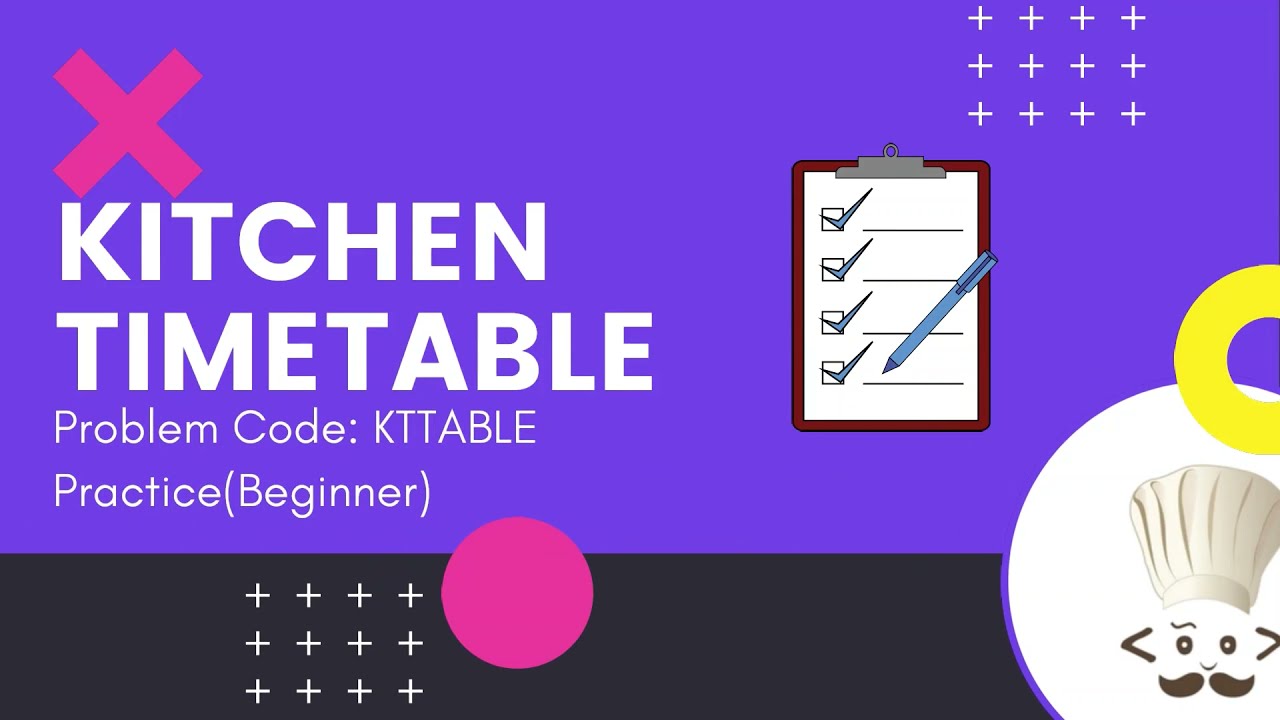 KITCHEN TIMETABLE - KTTABLE SOLUTION| CODECHEF SOLUTION | PRACTICE ...