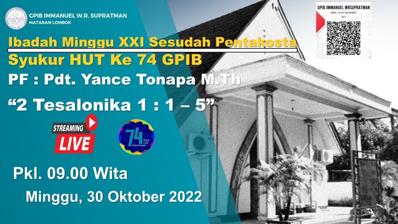SYUKUR HUT Ke-74 GPIB | Ibadah Minggu | MINGGU, 30 OKTOBER 2022 | GPIB ...