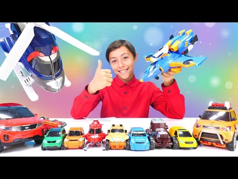 Tobot oyuncak arabalar oyuncak açılımı. 5 farklı Tobot dönüşen araçları açıp silahını deniyoruz