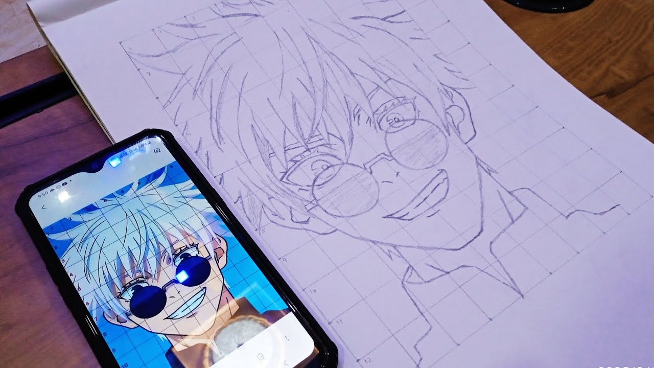 Gojo anime outline with HB pencils ️🤔🤔🤔🤩🤩😉 - YouTube