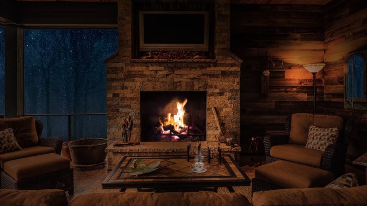 Cozy cabin Ambience: Rain and Fire Place, for Sleeping, reading and ...