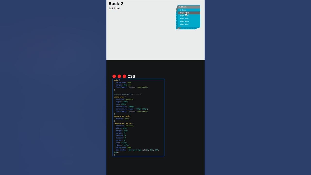 Css 3d Menu Navigation Bar Coding Webcoding Webdesign Programming Shorts Trending Youtube