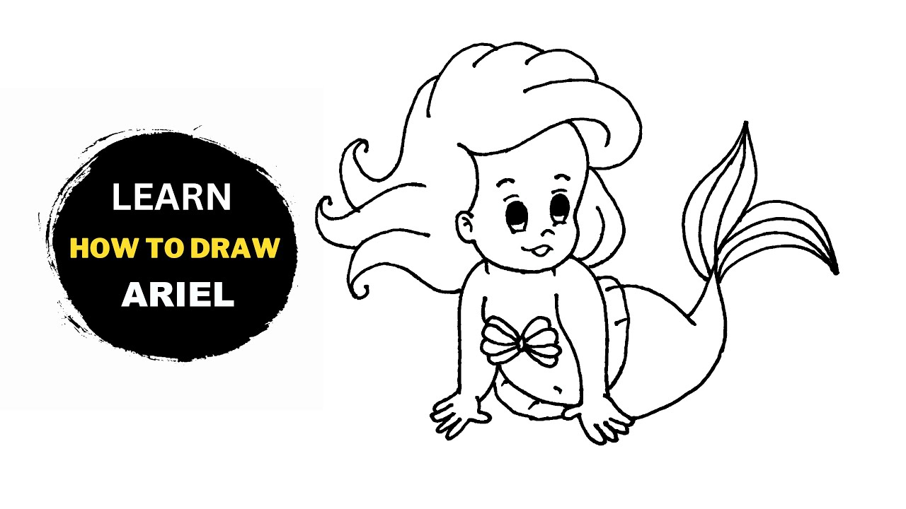 How To Draw Baby Ariel Baby Ariel From The Little Mermaid Hand Drawn