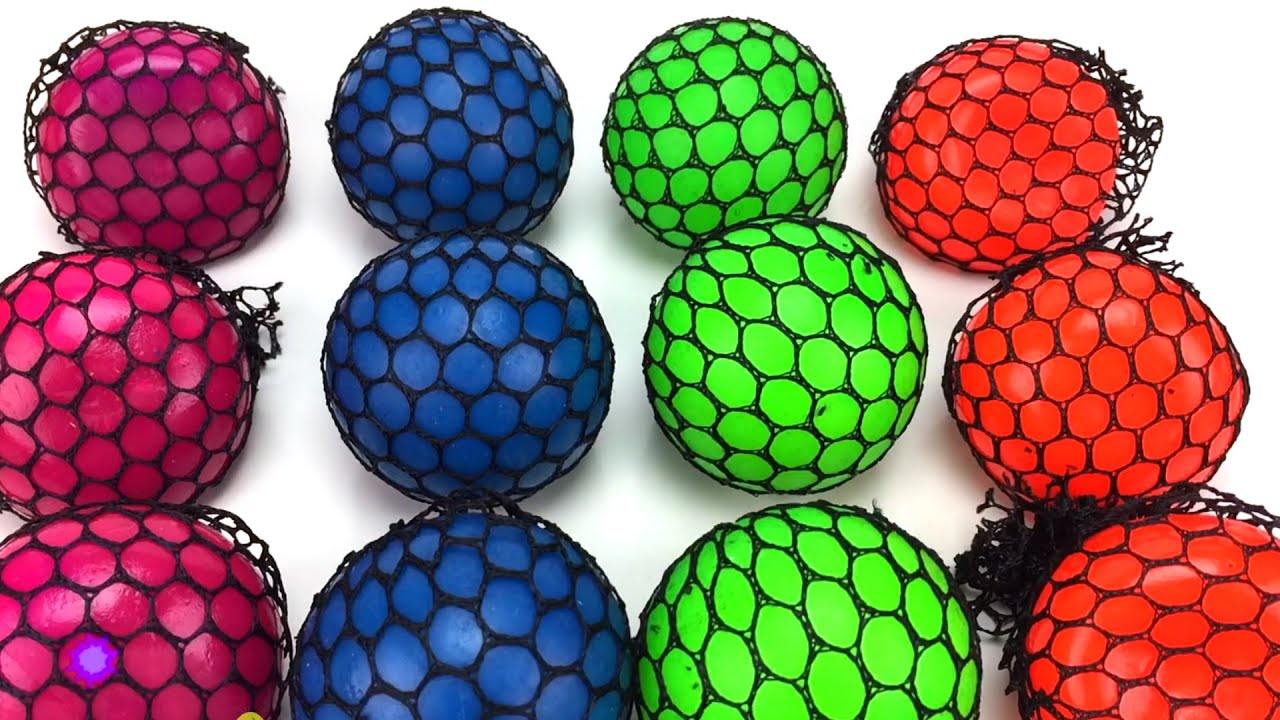 Learn color and shapes with squishy ball and Soccer balls for kids and ...