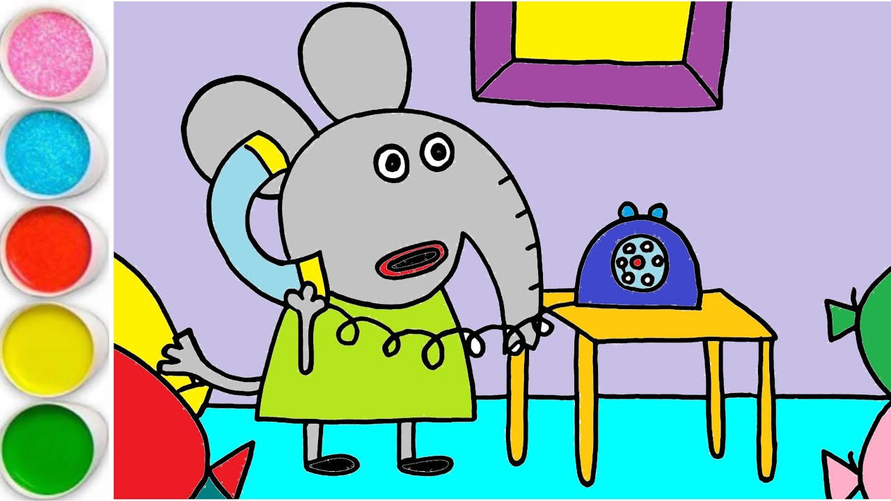 How to Draw and Color Edmond Elephant in Peppa Pig | Drawing for Kids ...