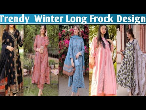 Beautiful And Stylish Winter long Frock Designs|Winter linen Frock ...