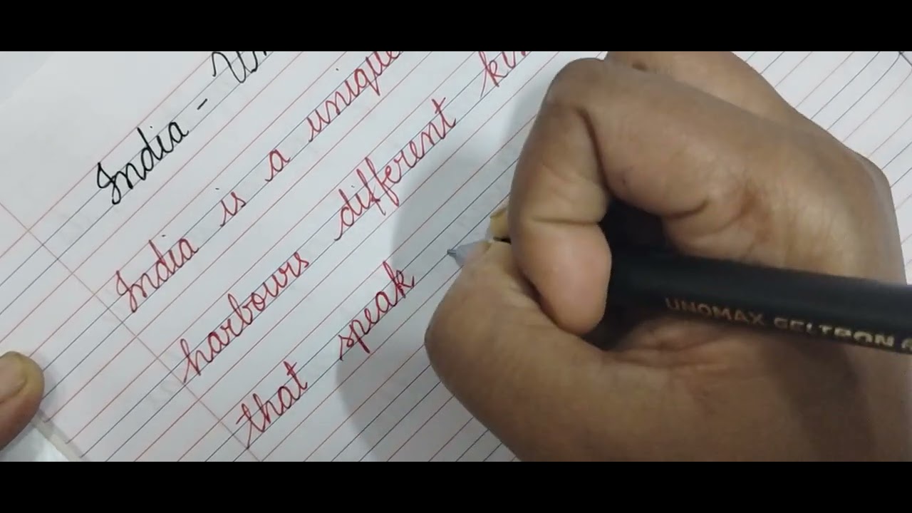 Cursive handwriting English - India Unity in Diversity - YouTube
