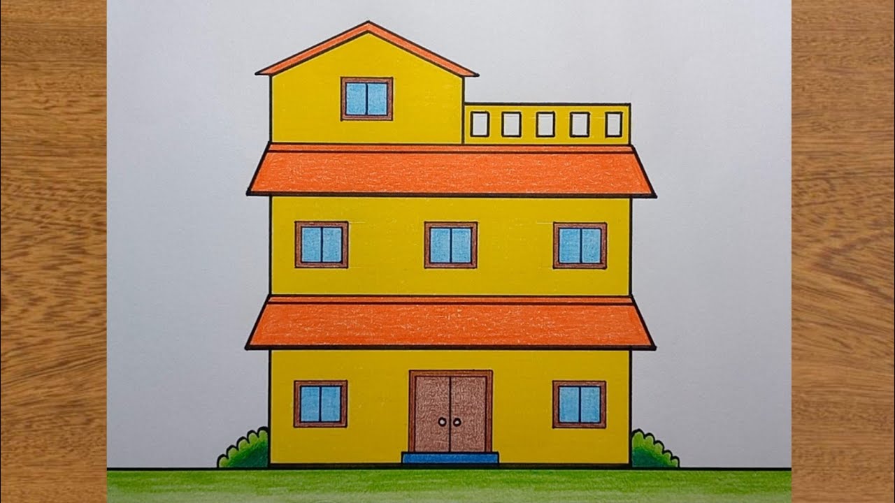 Cara Menggambar Rumah Tingkat 3 | Sangat Mudah | How to Draw a Level 3 ...