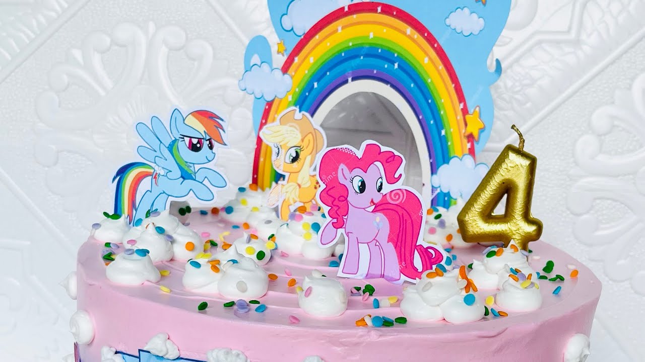 MY LITTLE PHONY Theme Cake | Rainbow Color Cake with Printed Toppers ...