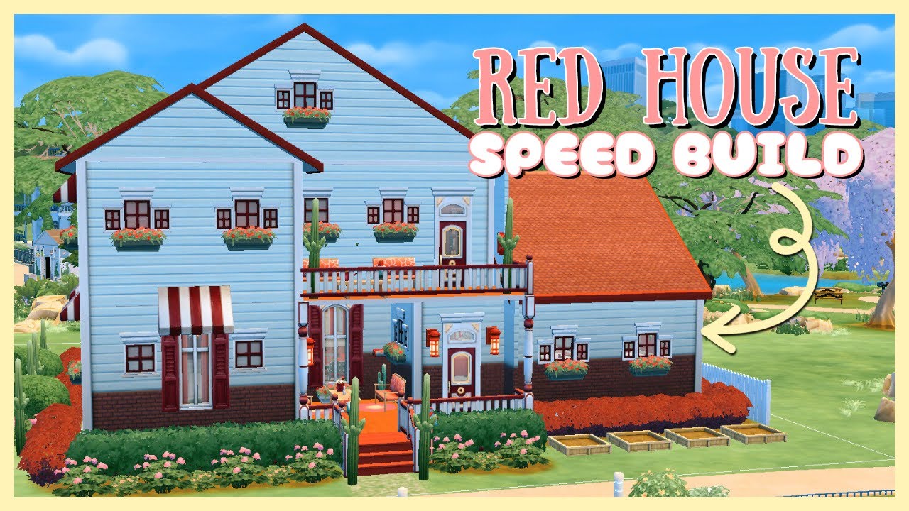 red themed house speed build in the sims 4! - YouTube