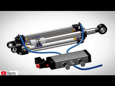 how pneumatic cylinder work ? explanation through 3D design model - YouTube