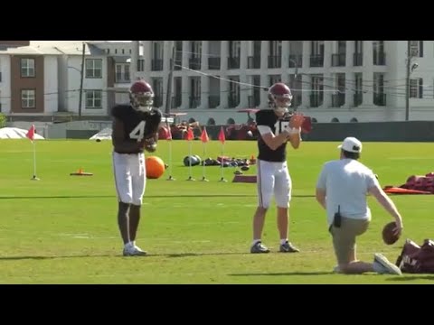 Ty Simpson & Jalen Milroe spinning it in last week of spring practice ...